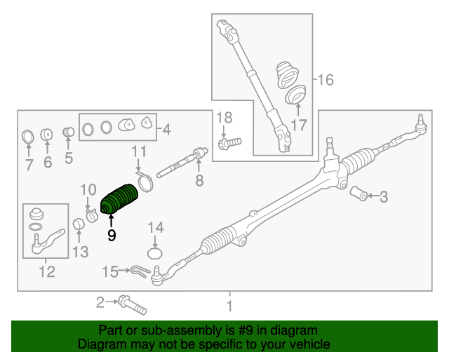 2013-2024 Toyota Tie Rod Boot SU003-00831 | OEM Parts Online