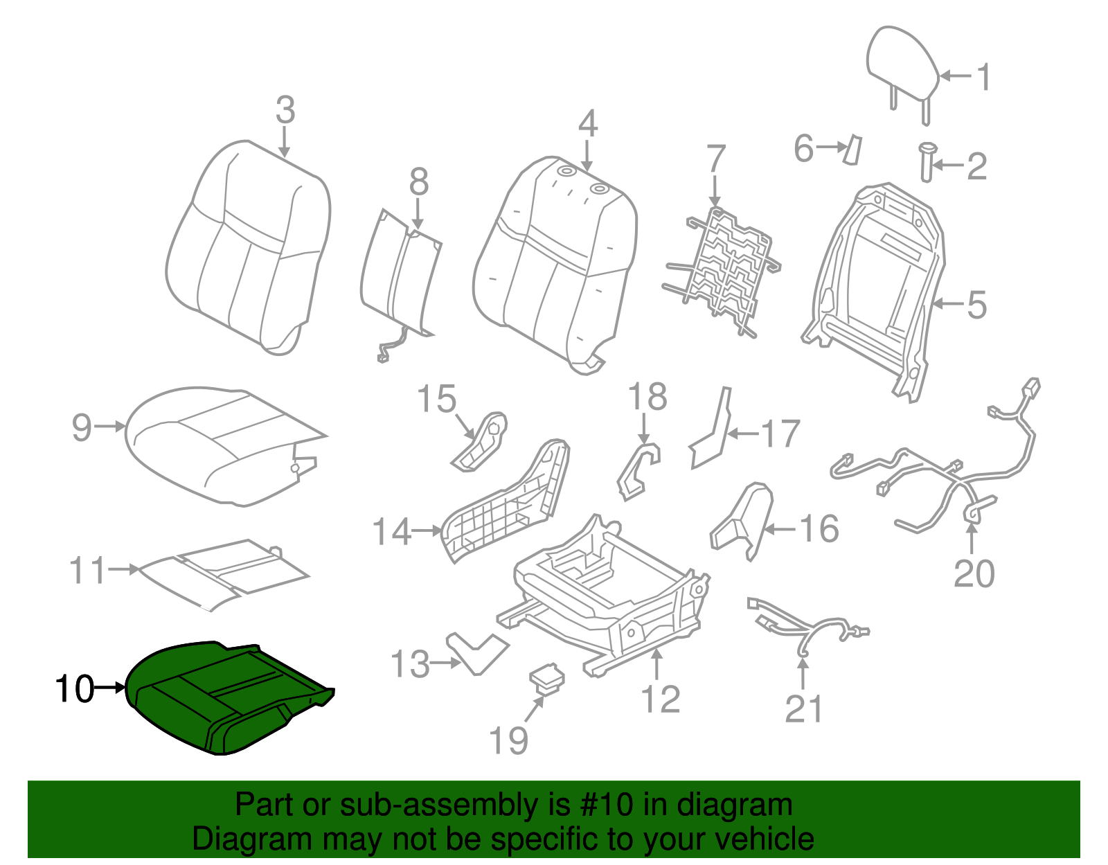 89307-7FD9C - Seat Cushion Pad 2018 Nissan Rogue | Nissan Parts ...