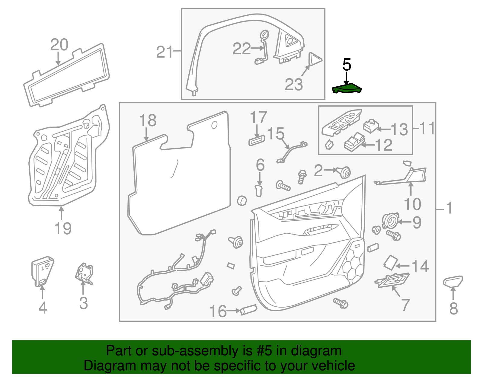2015-2020 Cadillac Jet Black Front Passenger Side Door Armrest Pull Cup ...