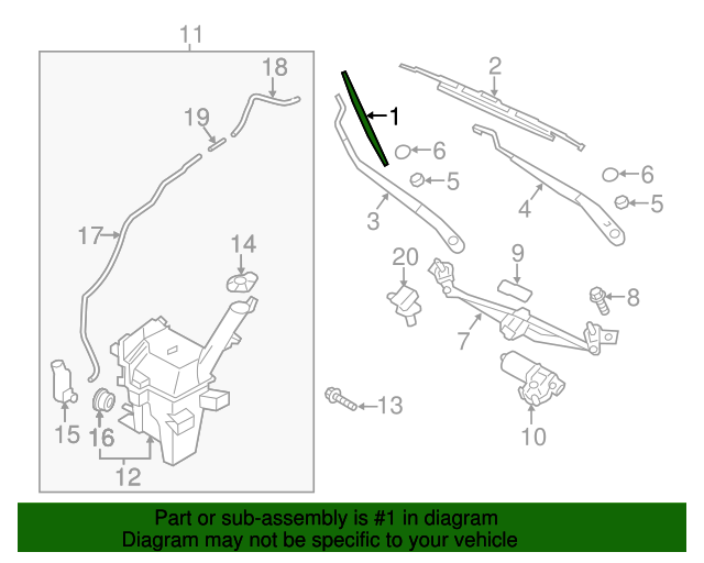 98360-2V500 - Windshield Wiper Blade 2012-2017 Hyundai Veloster ...