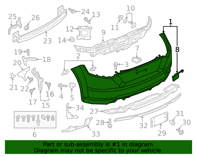 2016-2018 Audi TT Quattro Bumper Cover 8S0-807-067-GRU | Genuine Audi Parts