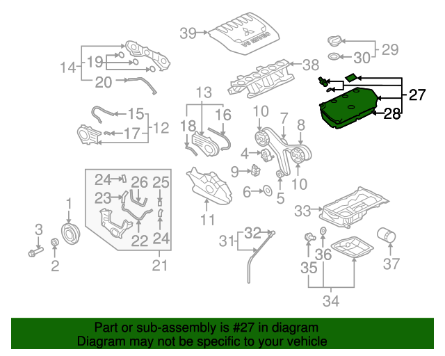 2007-2009 Mitsubishi Outlander Valve Cover 1035A840 | Mitsubishi Parts ...