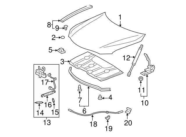 1993-2011 Toyota Hinge Pad 53497-12070 | OEM Parts Online