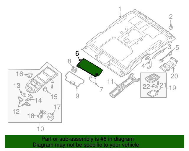 96400-9GE0A - Sun-Visor 2014-2015 Nissan | Nissan Parts & Accessories ...