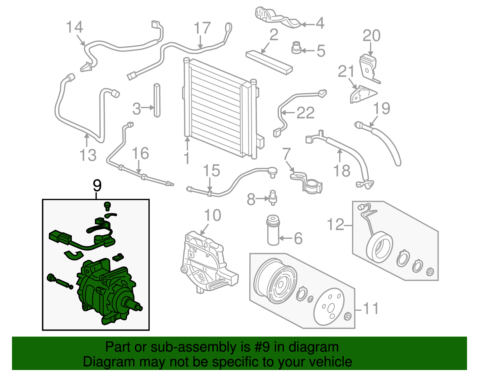 OEM 1996-2000 Honda Compressor 38810-P9K-E01 | Honda Automotive Parts