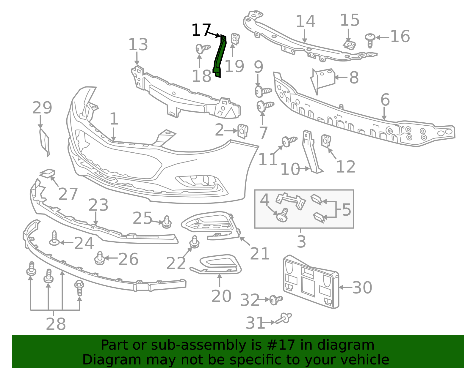 2016-2019 Chevrolet Cruze Front Bumper Fascia Support Brace 84037775 GM ...