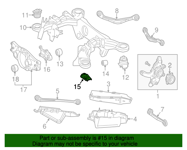 222-352-00-46 - Suspension Crossmember Stop 2014-2021 Mercedes-Benz ...