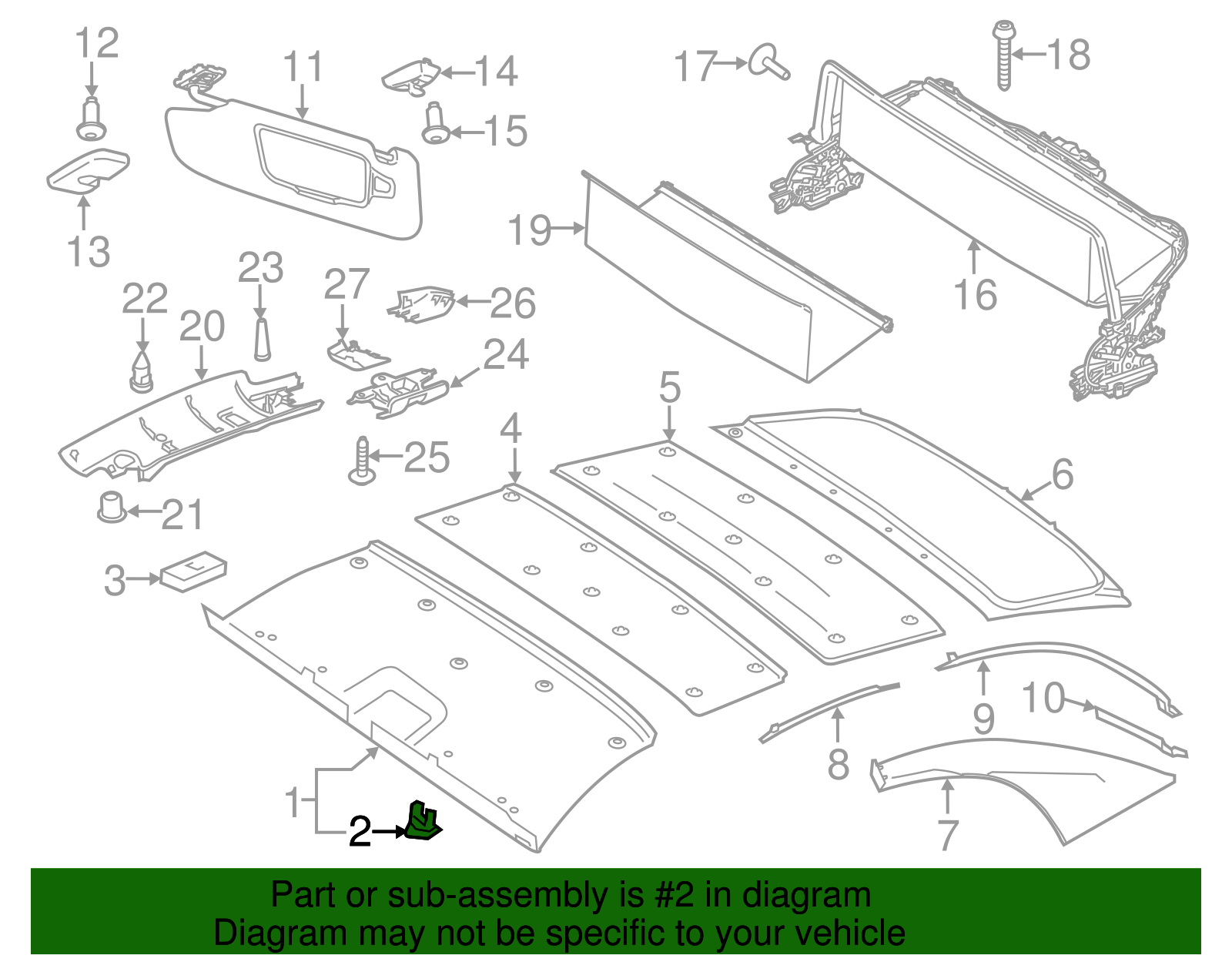 2012-2024 Porsche 911 Front Headliner Stopper 9P1-871-727-1E0 | Sunset ...