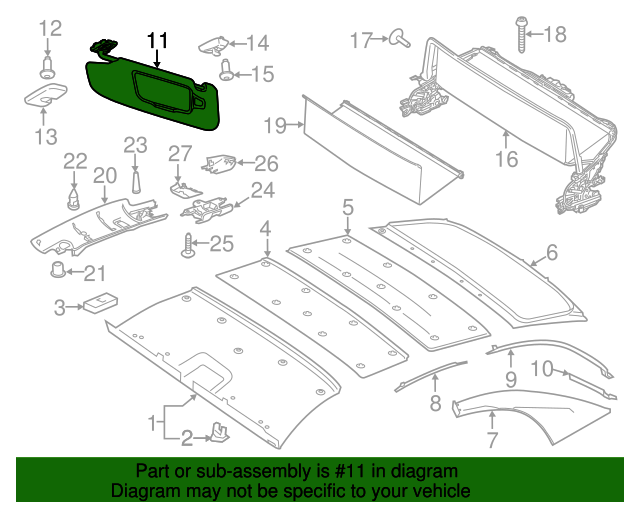 2012-2019 Porsche 911 Sun-Visor 991-731-031-30-OE6 | Sunset Porsche Parts