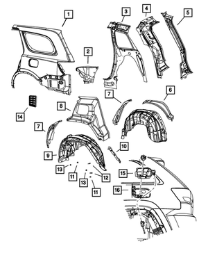 2011-2022 Dodge Durango Wheelhouse Inner Silencer, Right 68369750AC ...
