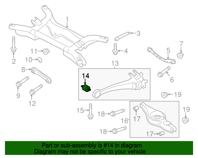 2013-2023 Mitsubishi Trailing Arm Bushing 4120A166 | Mitsubishi Parts ...