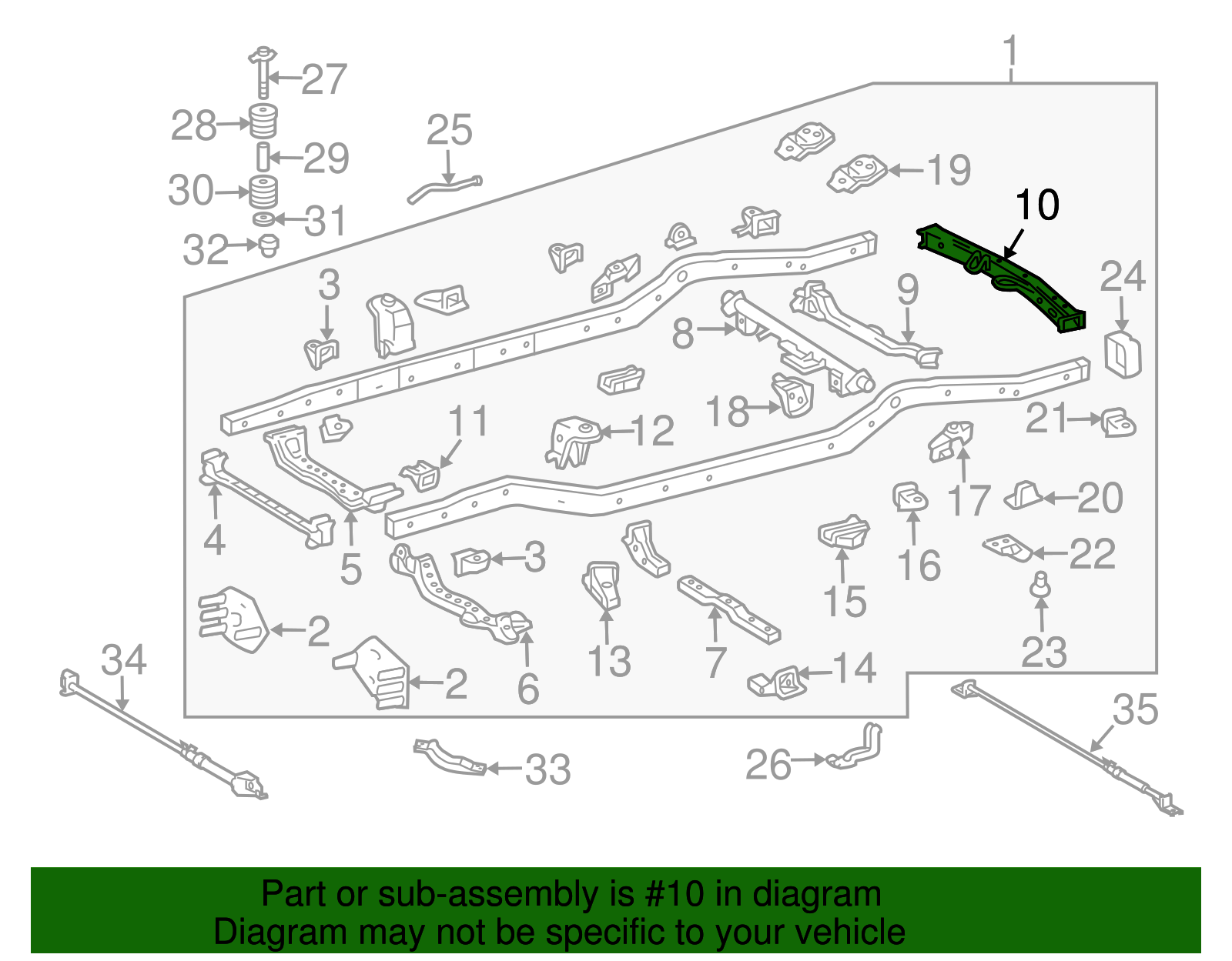 51209-35222 - Cross-Member - 2007-2014 Toyota FJ Cruiser | Toyota Parts ...