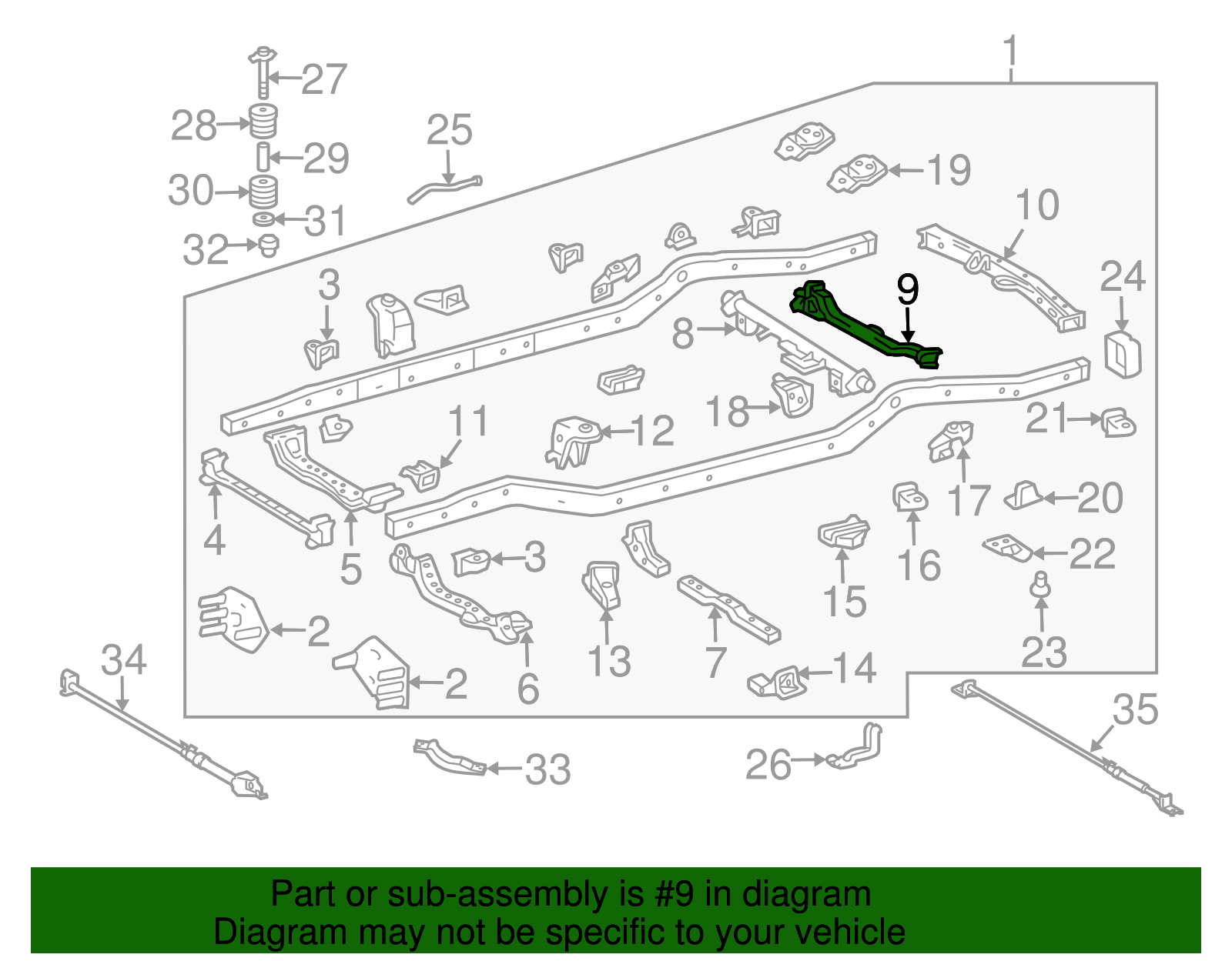 51206-60060 - 2007-2009 Toyota FJ Cruiser - Cross-Member | Sparks Parts