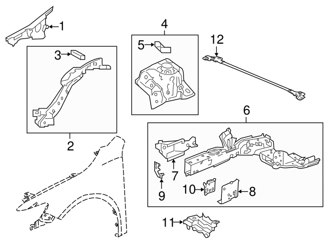 Genuine 2015-2020 Acura TLX Bracket, R Front Fender Middle 60617-TZ3 ...