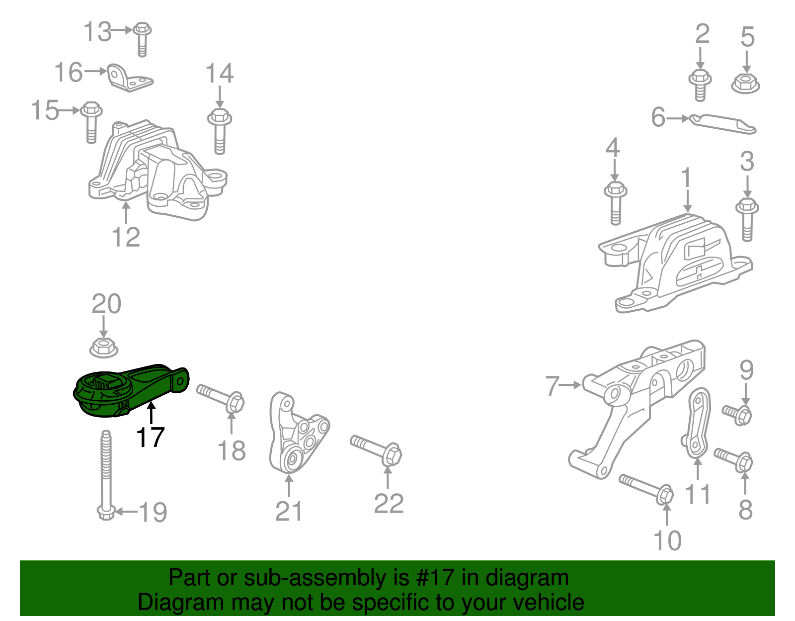 2016-2025 Chevrolet Malibu Automatic Transmission Mount Strut 84501029 ...