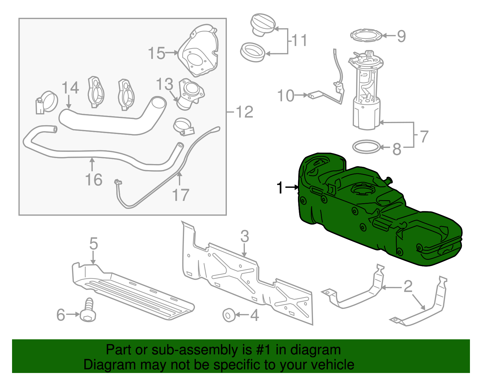 2011-2016 GM 36 Gallon Fuel Tank 23360477 GM | GMPartsDirect.com
