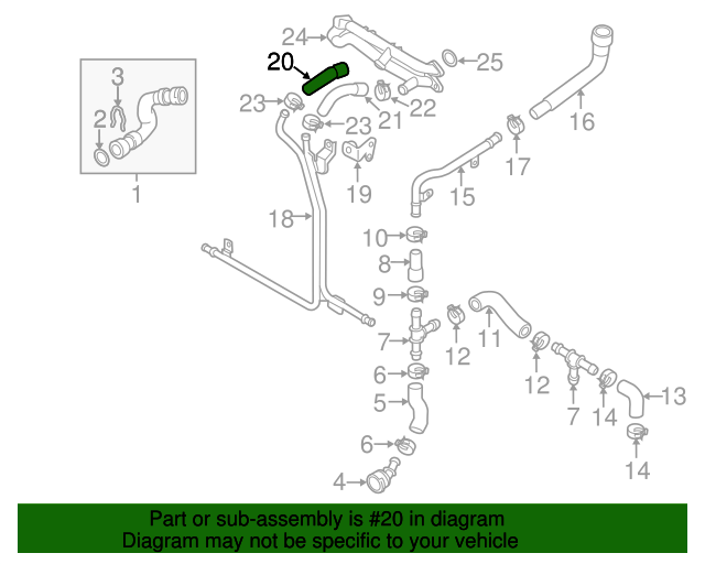 2009-2017 Audi Engine Coolant Hose 06E-121-546 | Audi USA Parts