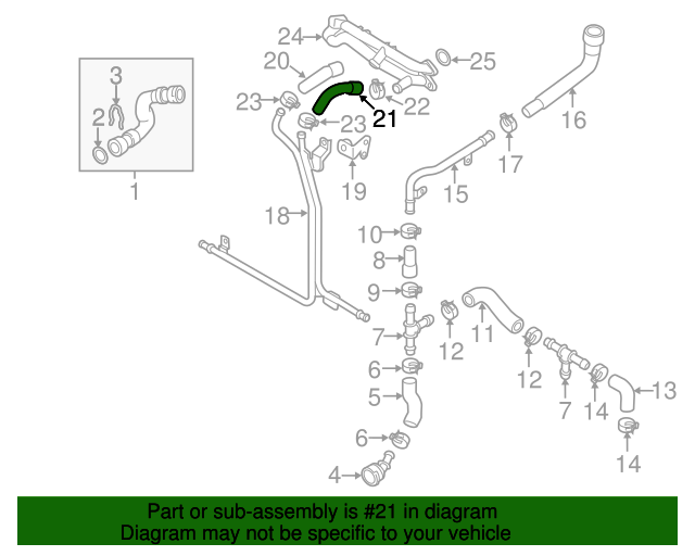 2009-2017 Audi Engine Coolant Hose 06E-121-545 | Audi USA Parts