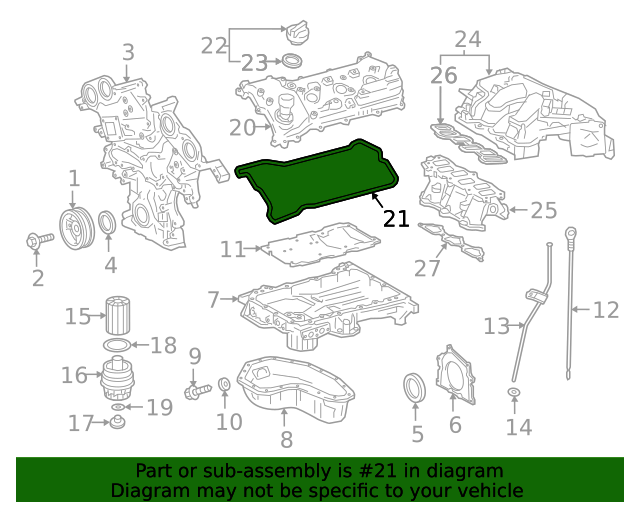 2016-2024 Toyota Engine Valve Cover Gasket (Left) 11214-0P010 | Toyota ...