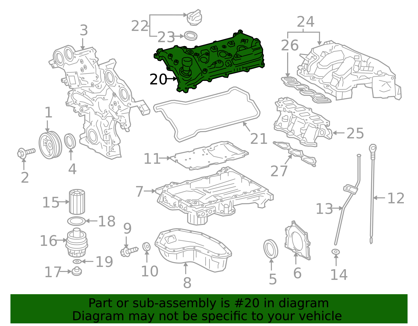 2017-2022 Toyota Engine Valve Cover (Left) 11202-0P012 | OEM Parts Online