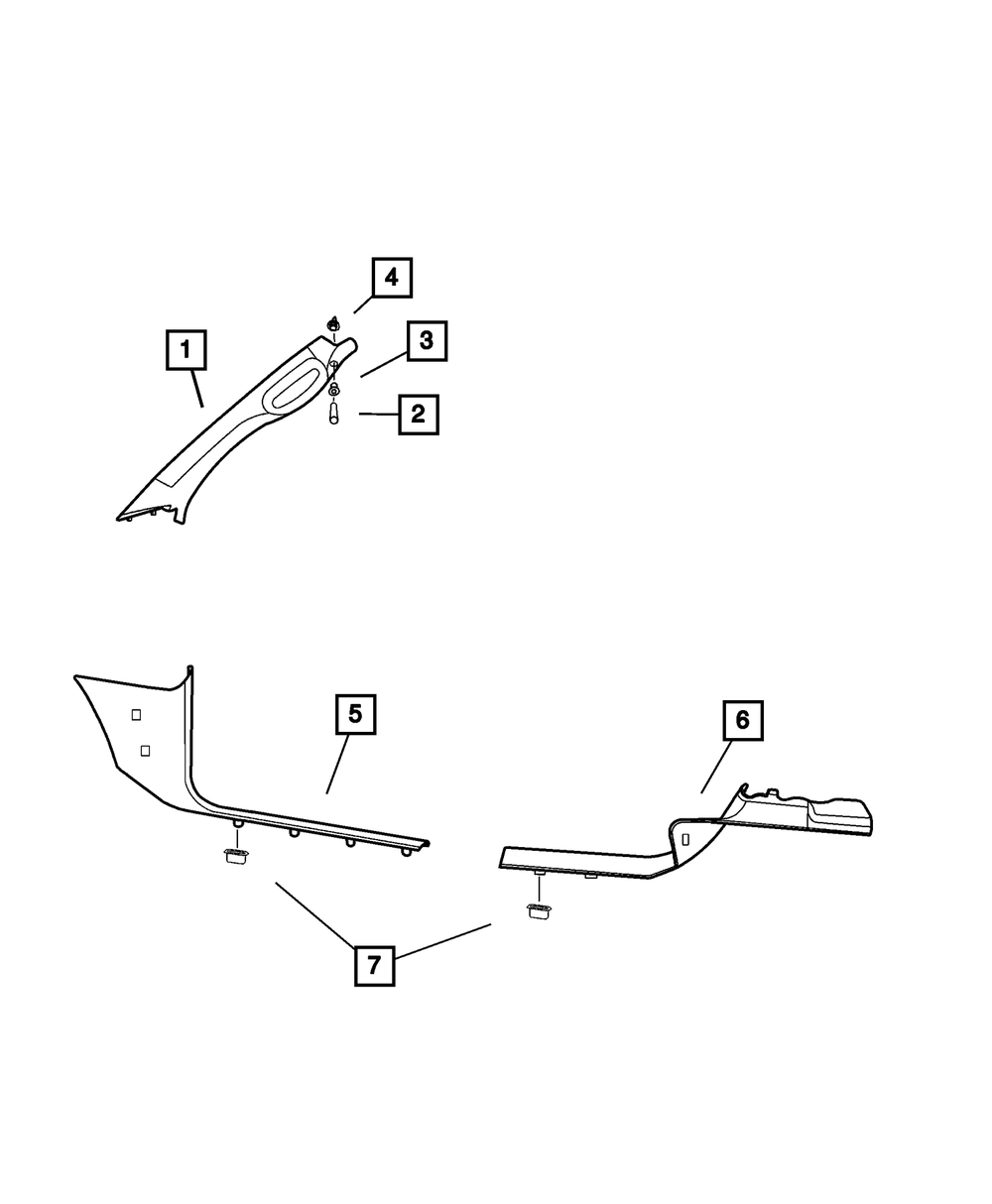 2003-2005 Dodge A Pillar Molding, Right 1TE74TL2AA | Mopar.com National ...