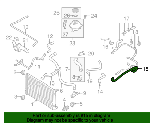 1J0-121-096-BK - Engine Coolant Hose 2001-2006 Volkswagen ...