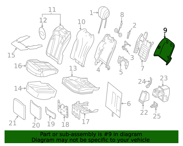 222-920-98-07-9H23 - Seat Back Panel 2014-2020 Mercedes-Benz | Mercedes ...