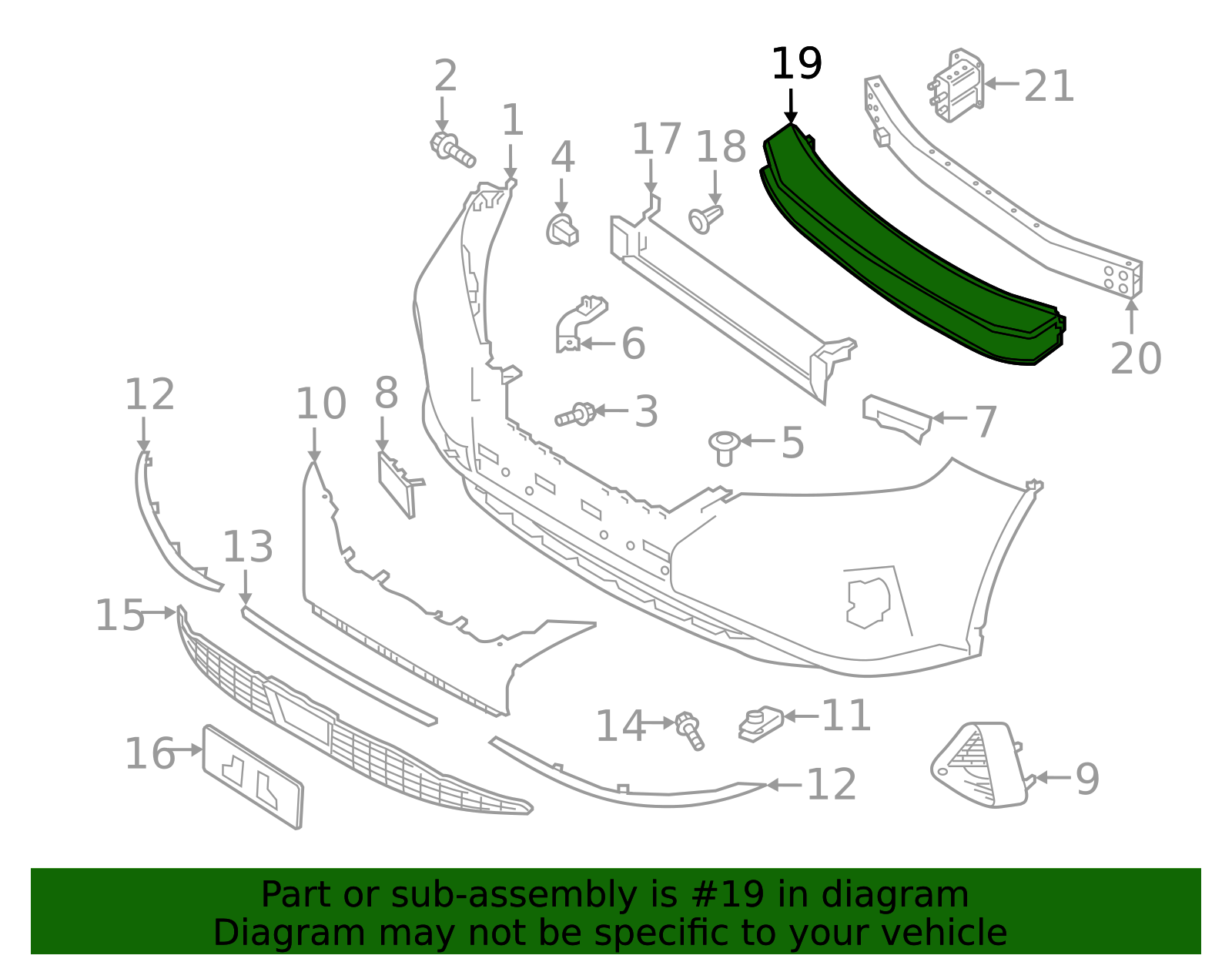 62090-9UF0A - Energy Absorber 2019-2024 Nissan Murano | Nissan Parts ...