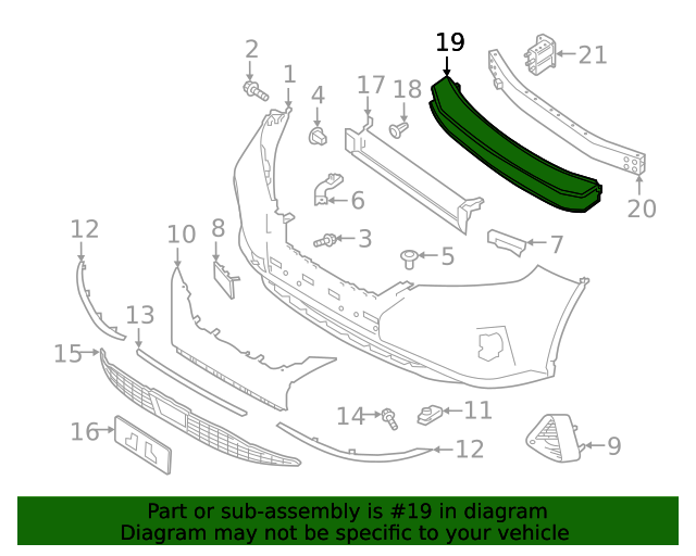 62090-9UF0A - Energy Absorber - 2019-2024 Nissan Murano | Nissan OEM ...