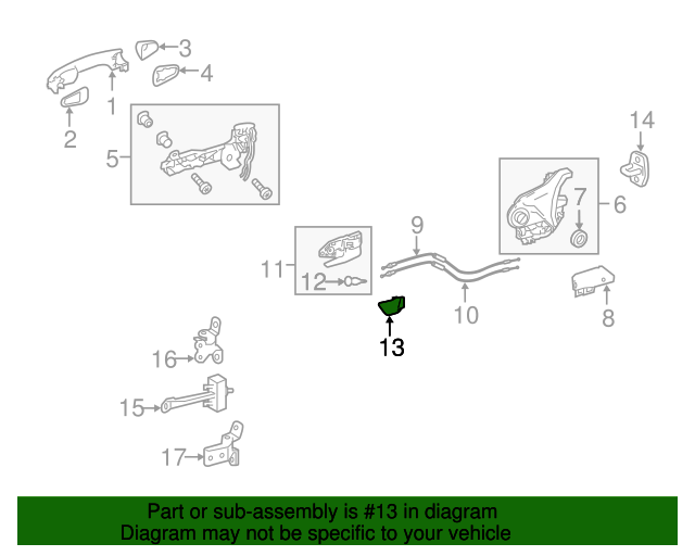 2012-2020 Toyota Handle, Inside Hole Cover 69284-08010-C0 | Toyota ...