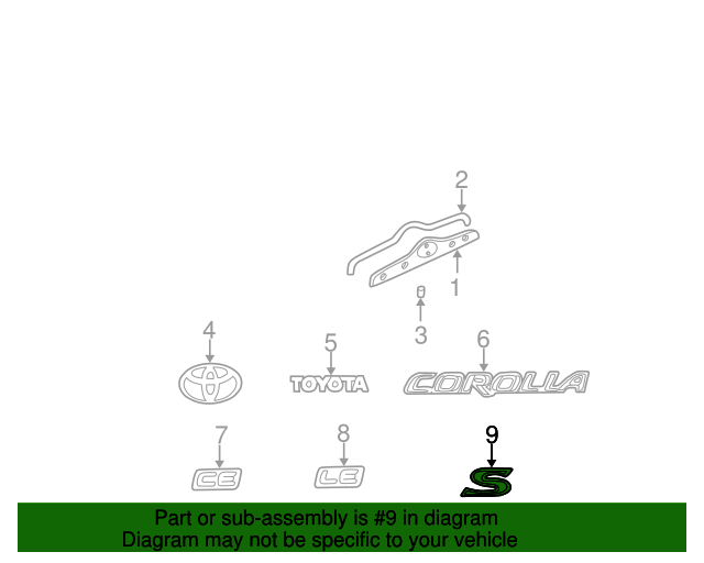2003-2008 Toyota Corolla Nameplate 75444-1A800 | Toyota Parts Center