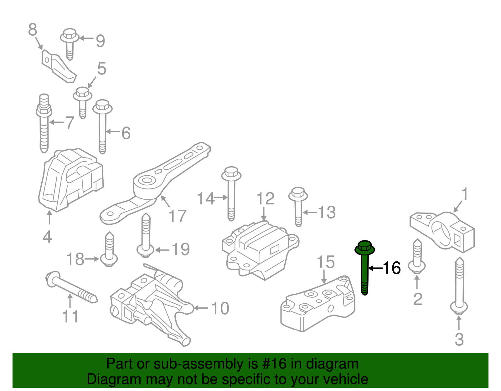 2009-2025 Volkswagen Trans Mount Bracket Mount Bolt N-107-090-01 ...