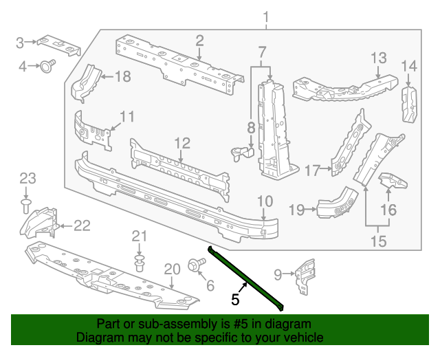 2015 GM Black Front End Sheet Metal Diagonal Brace 23487736 GM ...