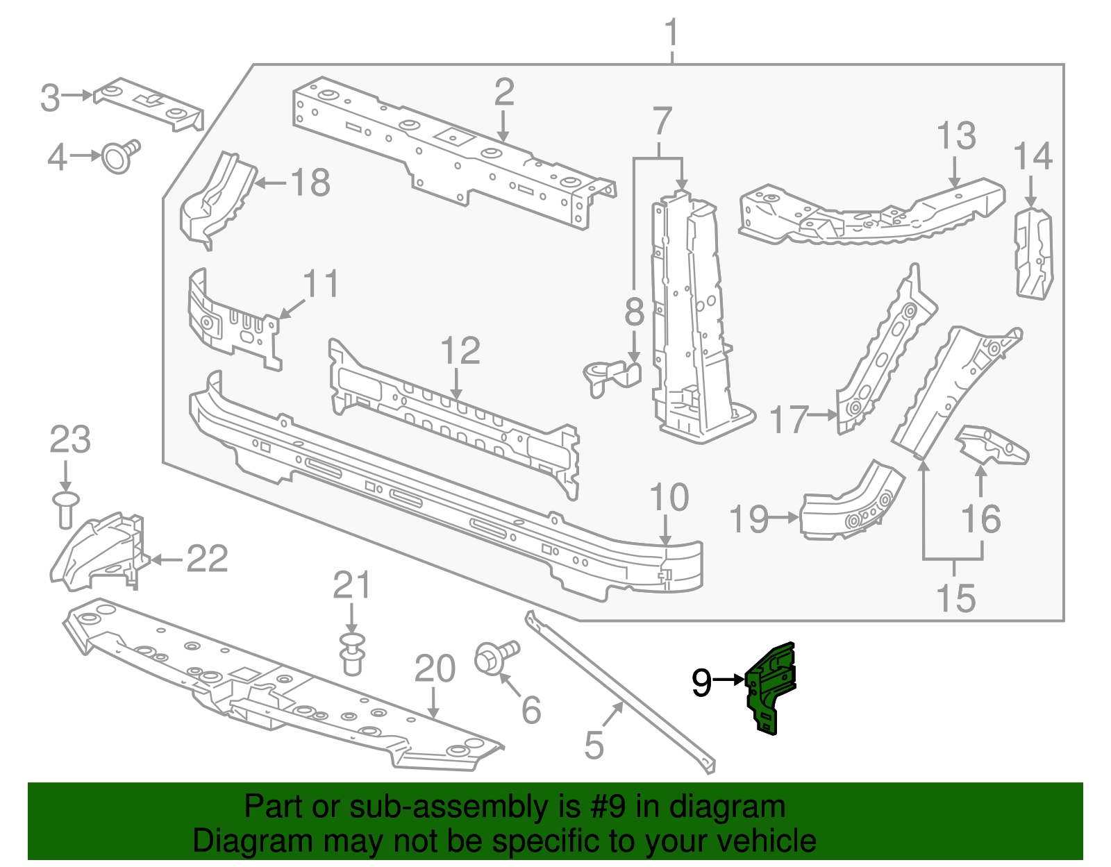 2015-2022 GM Passenger Side Headlamp Bracket 22891634 GM ...