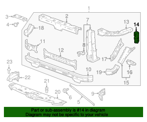 2015-2022 GM Passenger Side Front End Upper Tie Bar Support 22900099 GM ...
