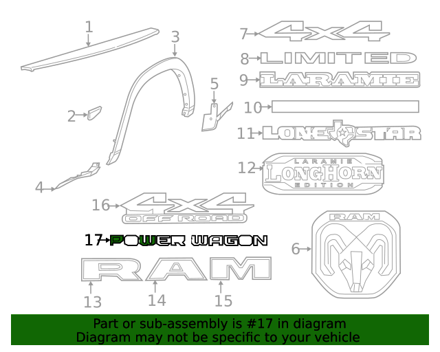 6NJ94KXJAA - Tailgate Decal - 2019 2020 Ram 2500 | Mopar Parts Canada