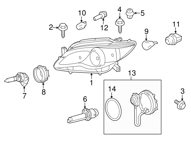 2011-2012 Toyota Avalon Composite Headlamp Right 81145-07100 | OEM ...