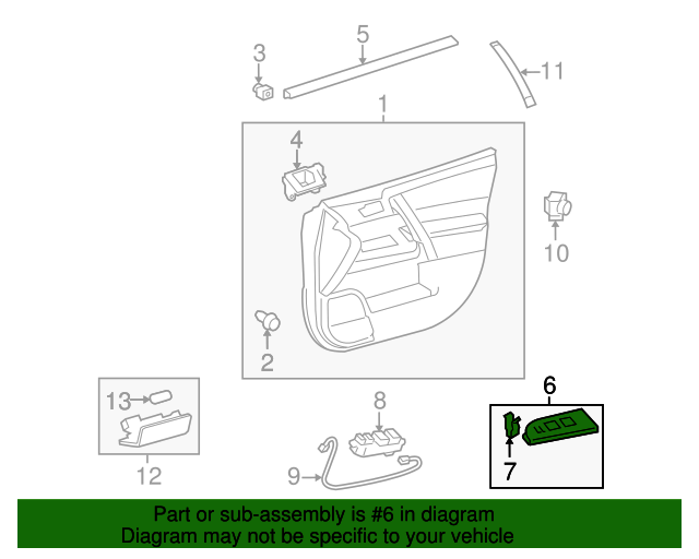 74231-0E030-B0 - Door Window Switch Bezel 2010-2013 Toyota Highlander ...
