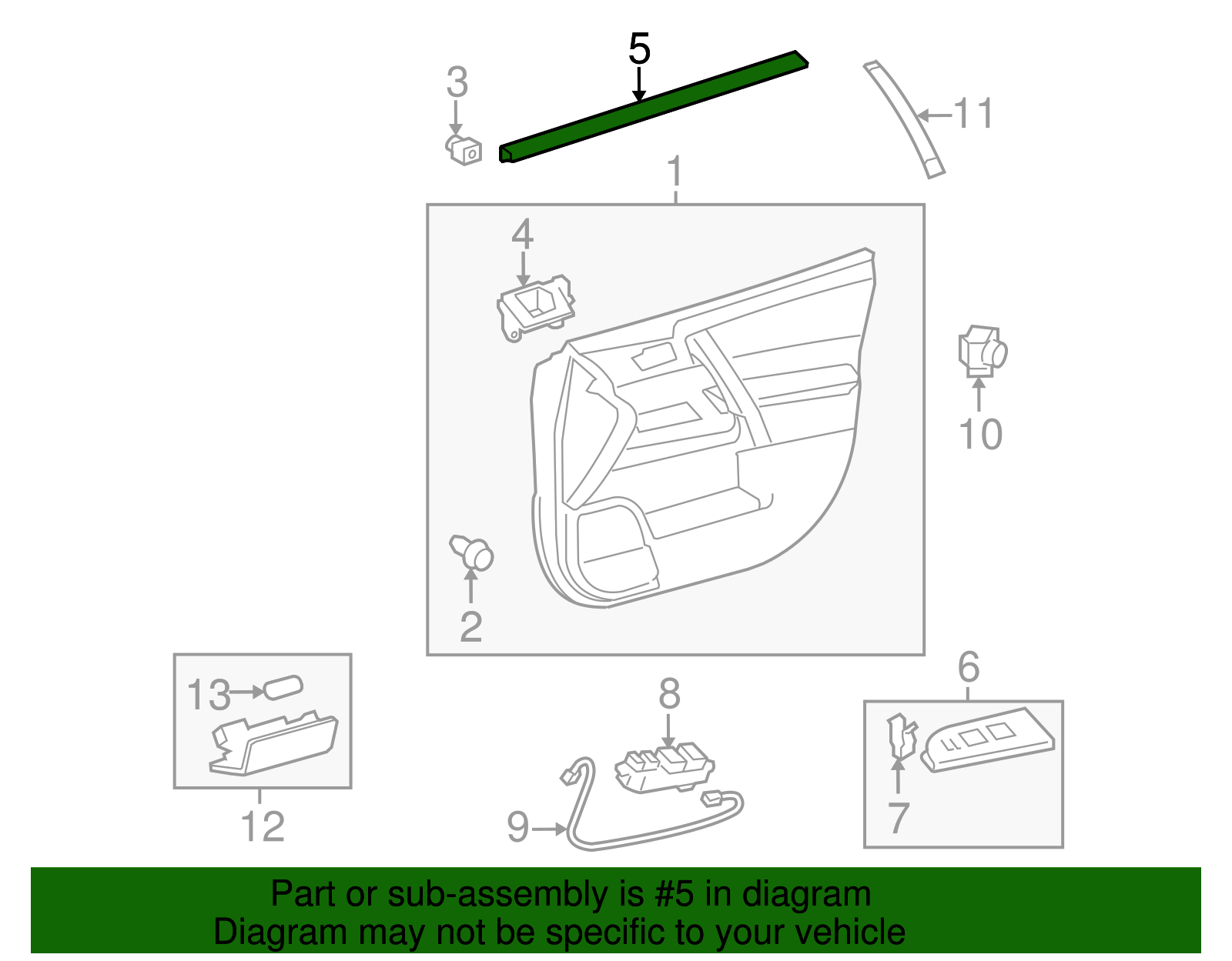 68172-0E040 - Inner Weather-Strip - 2008-2013 Toyota Highlander | Nucar ...