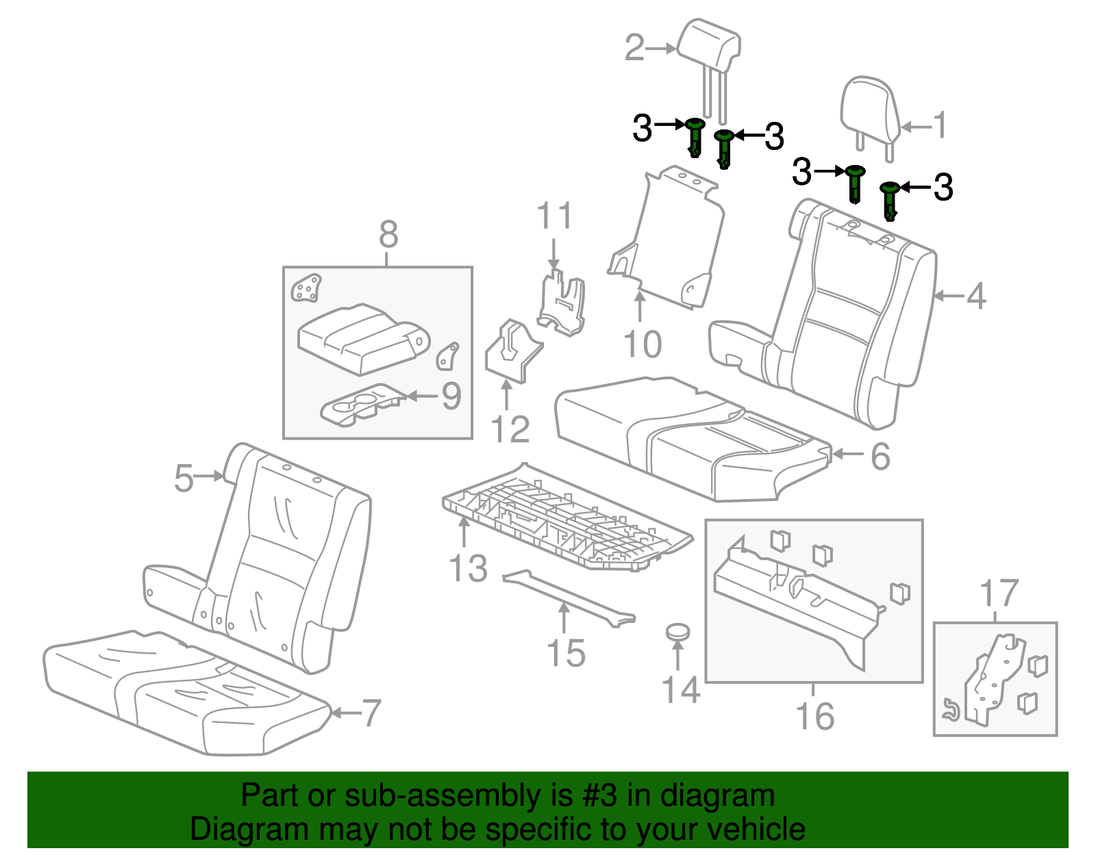 81144-SDA-A01C2 - 2017-2021 Honda Ridgeline - Guide Headrest Lock ...