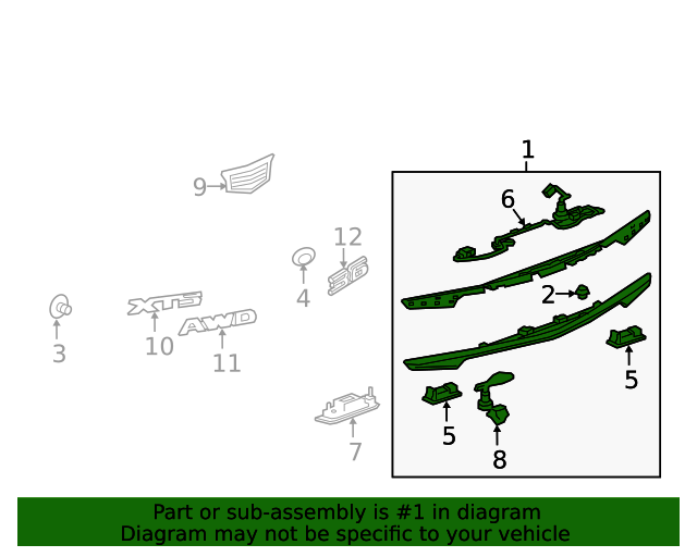 2017-2019 Cadillac XT5 Galvano Silver Deck Lid Center Applique with ...