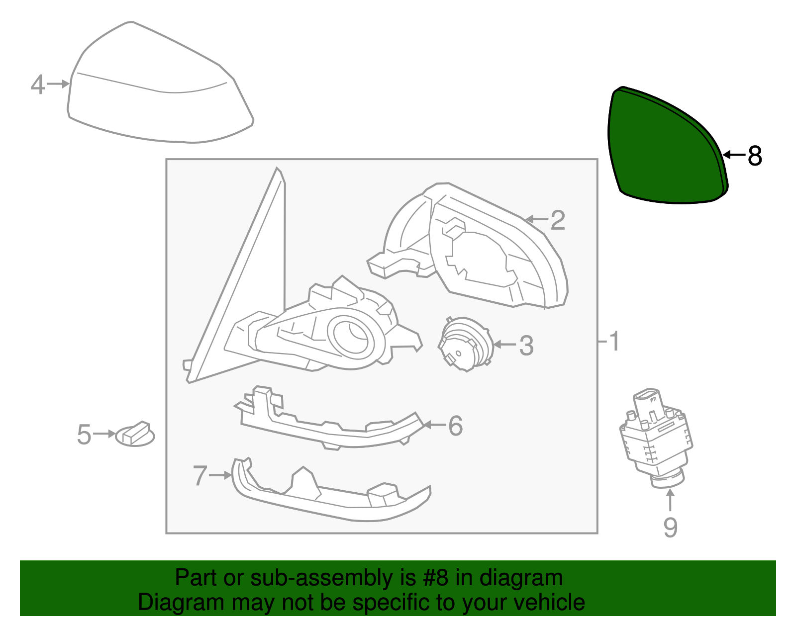 51167354634 - 2014-2018 BMW Mirror Glass (51-16-7-354-634) | BMW of ...