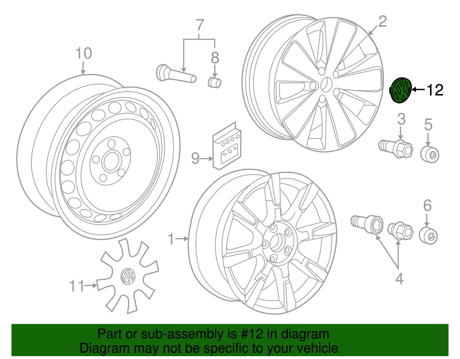 5C0-601-149-C-QZQ - Disk C2R Wheel Center Cap - Chrome 2012-2019 ...