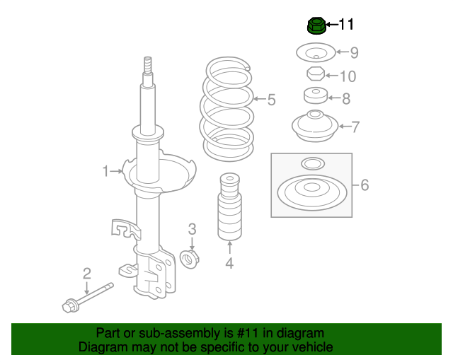2007-2024 Nissan Top Nut 54588-JP00D | Nissan Parts Plus