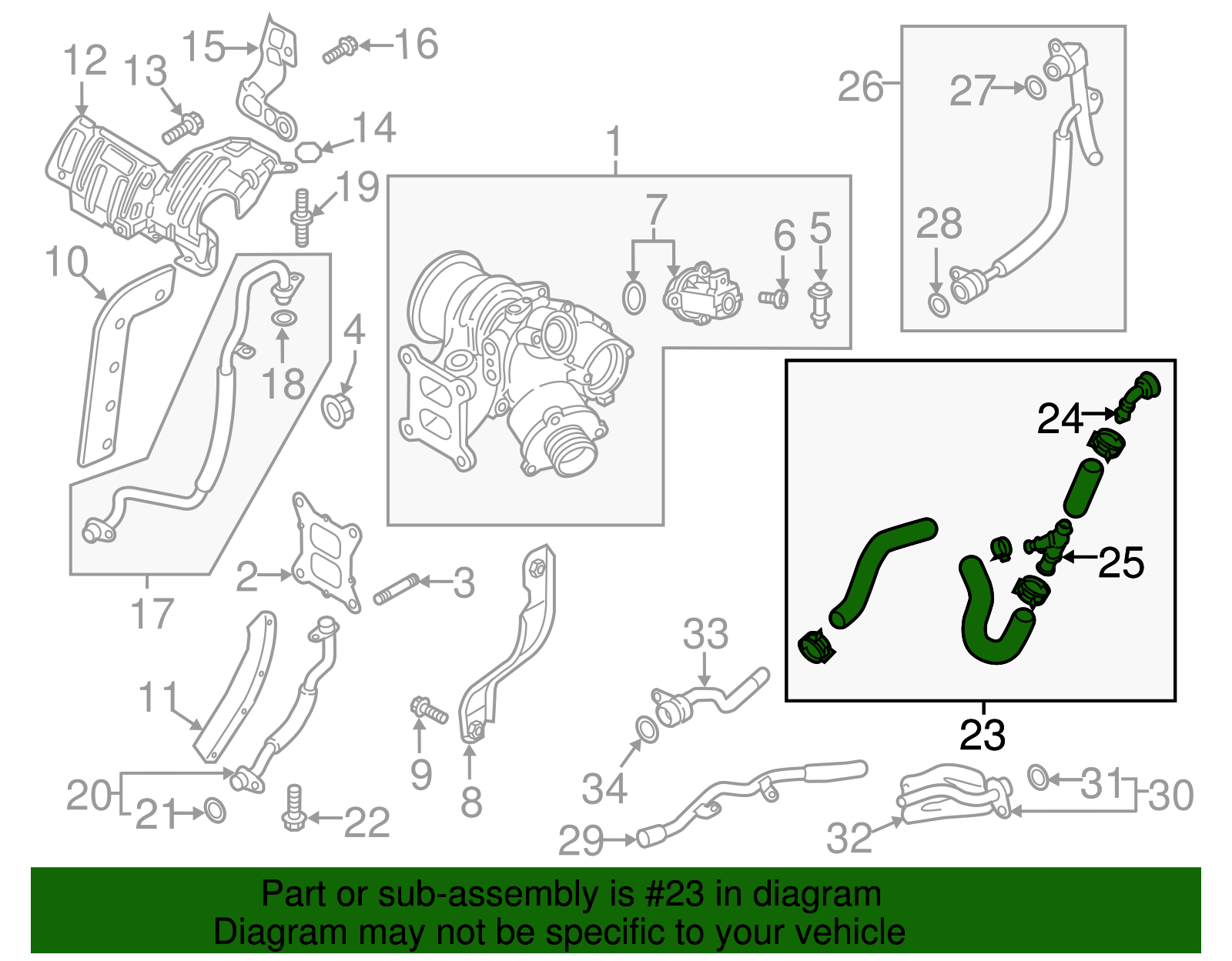 2018-2024 Volkswagen Tiguan Turbocharger Coolant Line 5QF-122-073-C ...