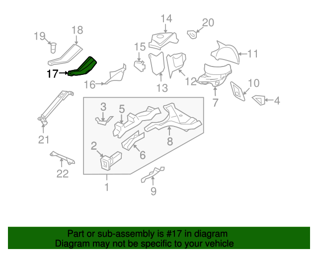 8J0-805-100-E - Rail Reinforced 2008-2015 Audi | Audi OEM Parts