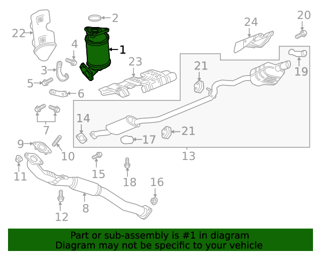 2017 GMC Acadia 3-Way Catalytic Converter with Flanges and Studs ...