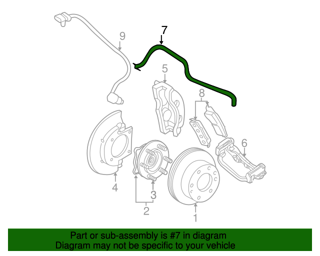1999-2007 GM Front Driver Side Hydraulic Brake Hose Assembly 19366693 ...