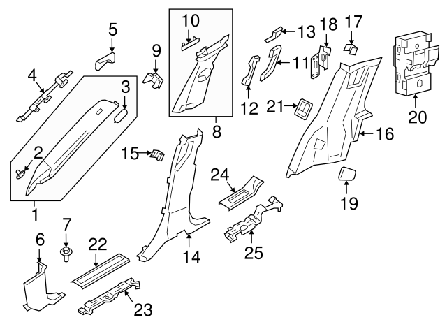 Genuine OEM Windshield Pillar Trim Clip Part# LR092197 Fits 2017-2020 ...