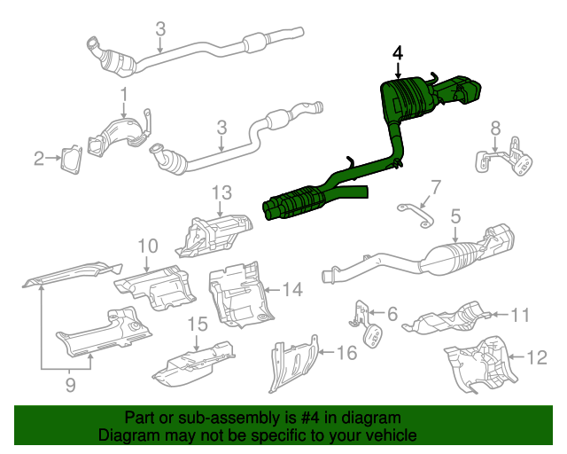 207-490-48-21-64 - Exhaust Muffler 2012-2017 Mercedes-Benz E 550 ...